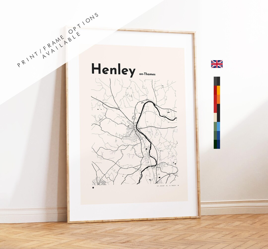 Henley on Thames Map Print - Custom Options/colours Available - Prints ...