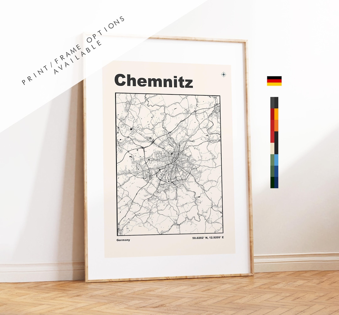 Chemnitz Map Print - Chemnitz City Map - Germany - Prints or Framed ...