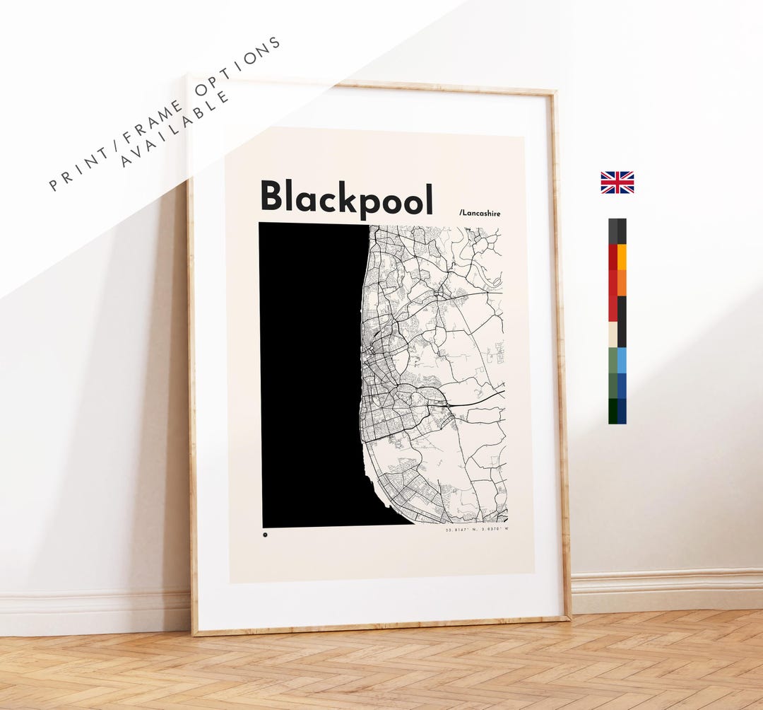Blackpool Map Print - Custom Options/colours Available - Prints or ...