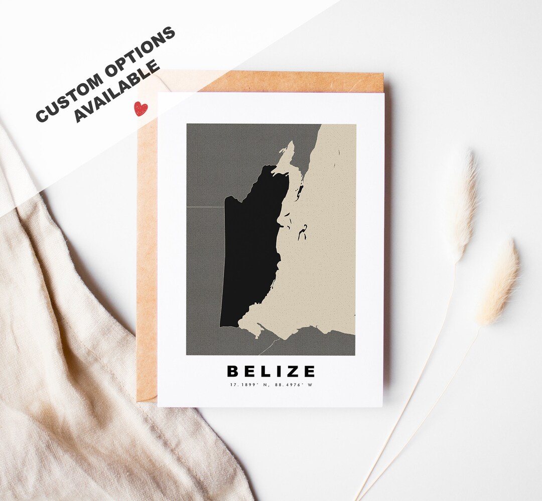 Belize Custom Greeting Card - Kraft Envelope Included - Custom Text ...