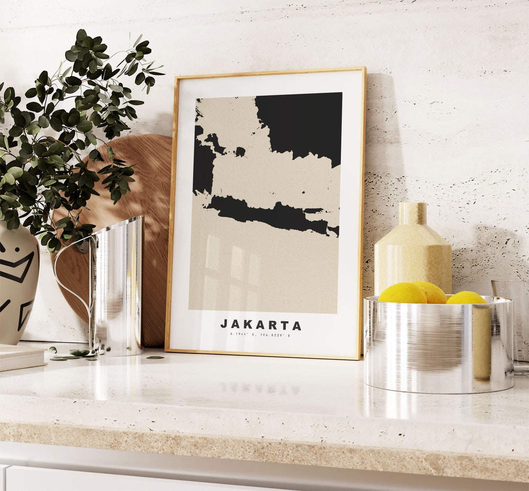 Jakarta Print - Custom Map Print - Personalised Text Gift Options ...