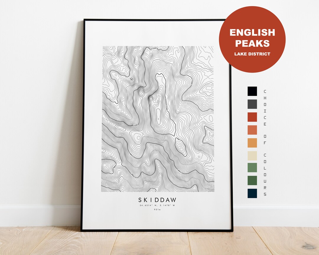 Skiddaw Print Contour Map Skiddaw Poster Lake District - Etsy