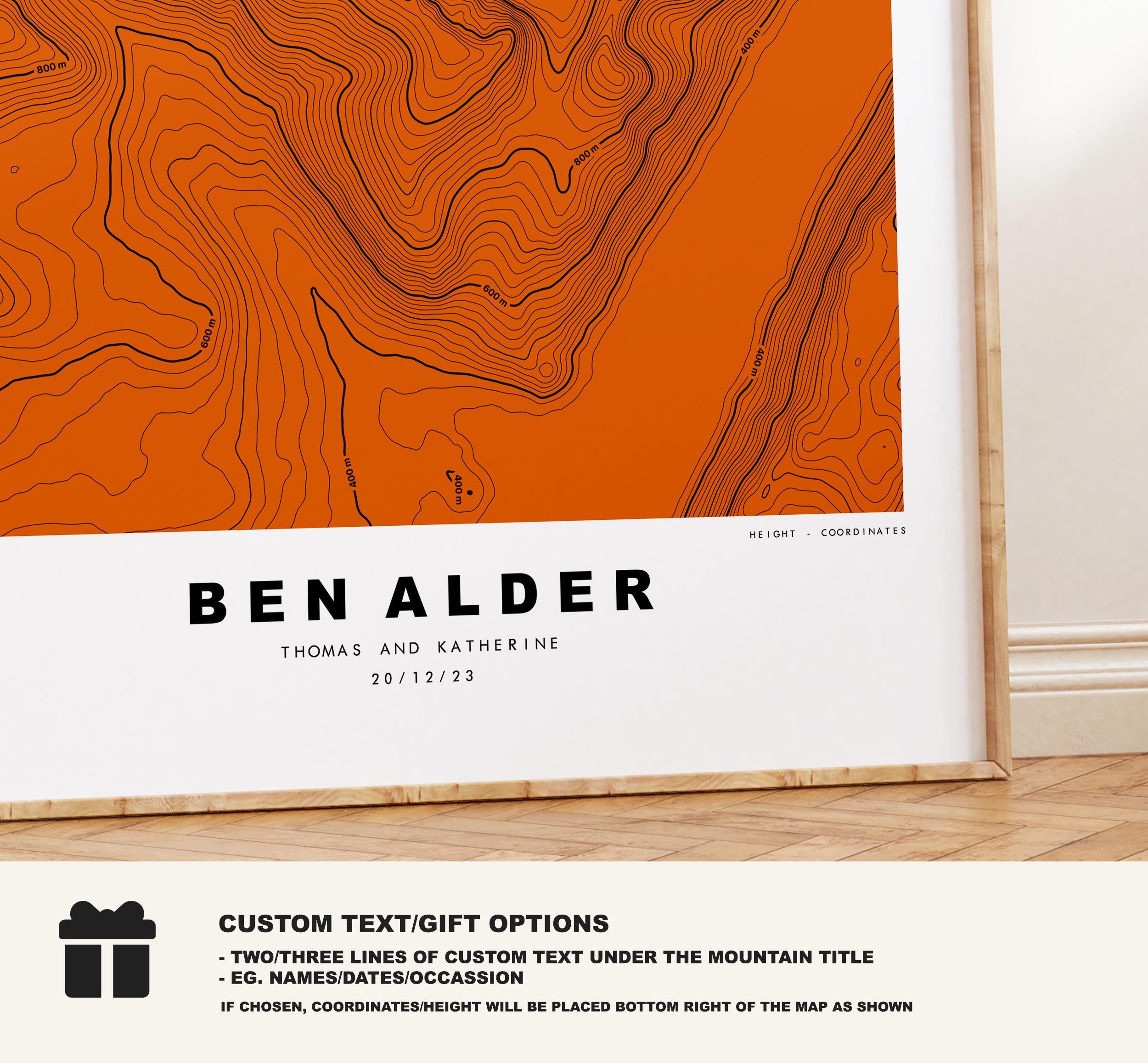 Ben Alder Print - Contour Map - Ben Alder Poster - Scotland ...