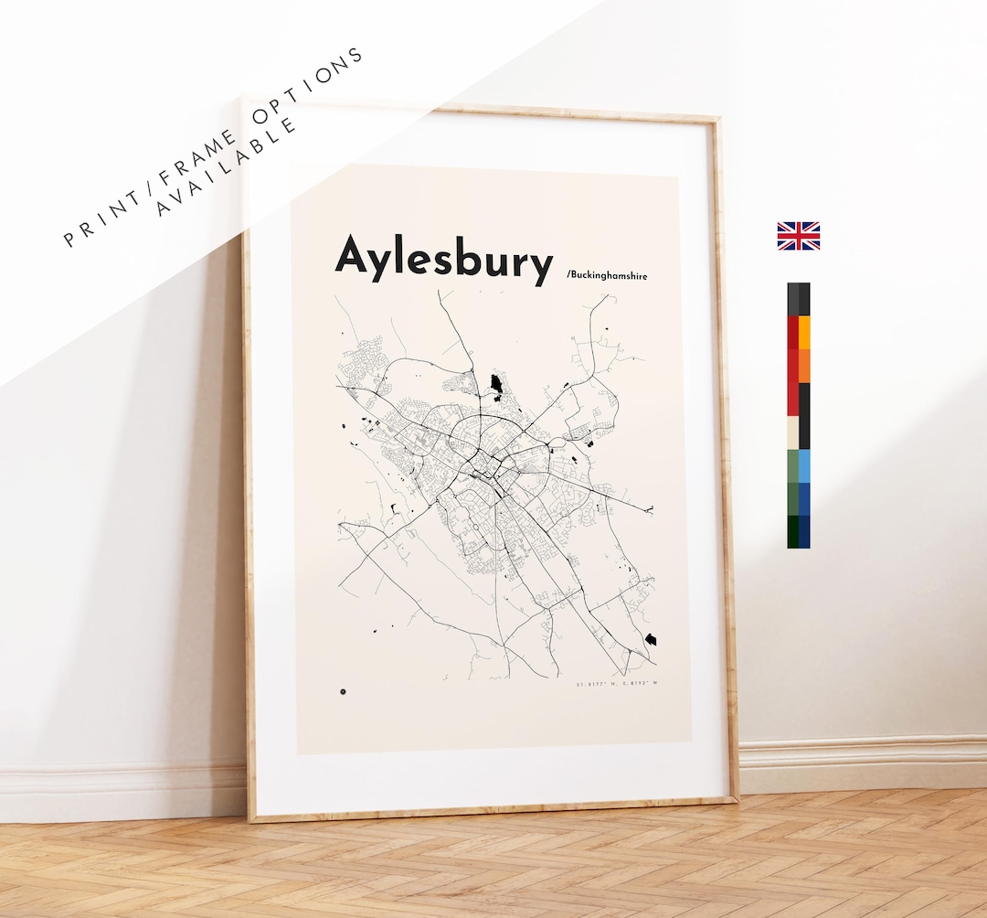 Aylesbury Map Print - Custom Options/colours Available - Prints or ...