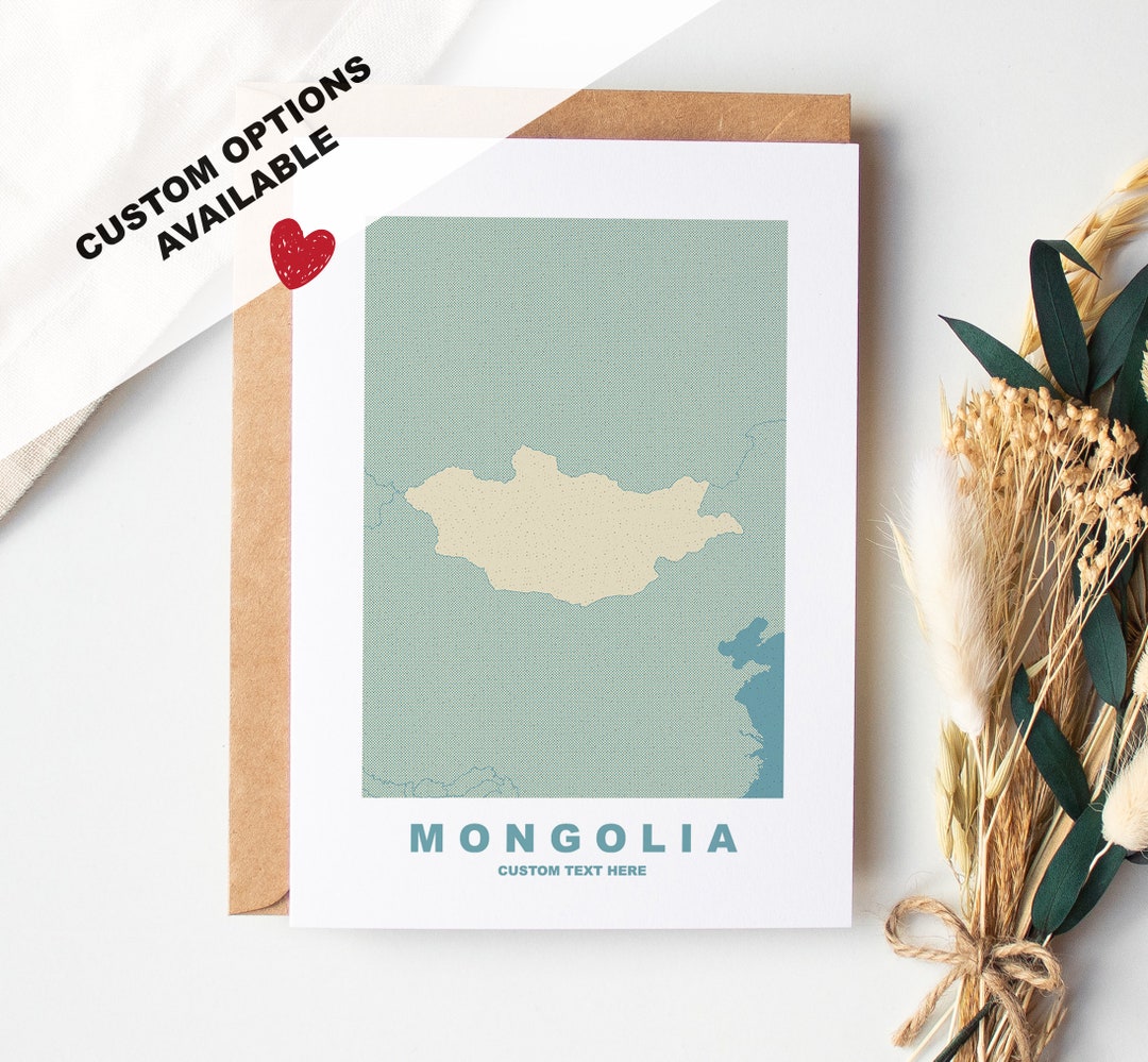 Mongolia Greeting Card - Custom Options Available - Kraft Envelope ...
