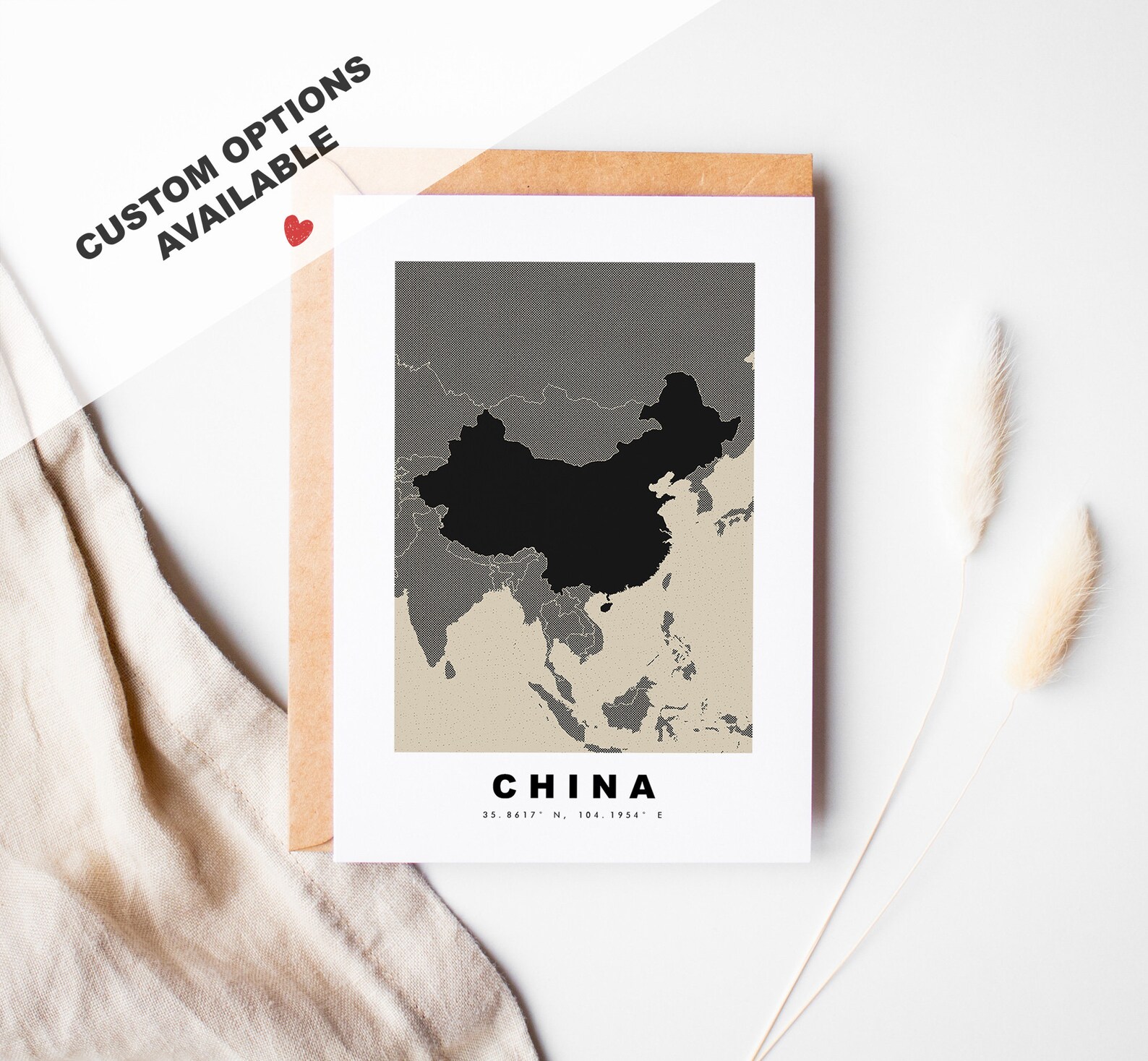 China Custom Greeting Card - Kraft Envelope Included - Custom Text ...
