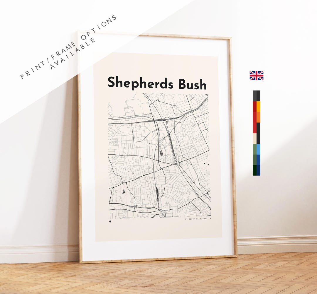 Shepherds Bush Map Print - Custom Options/colours Available - Prints or ...