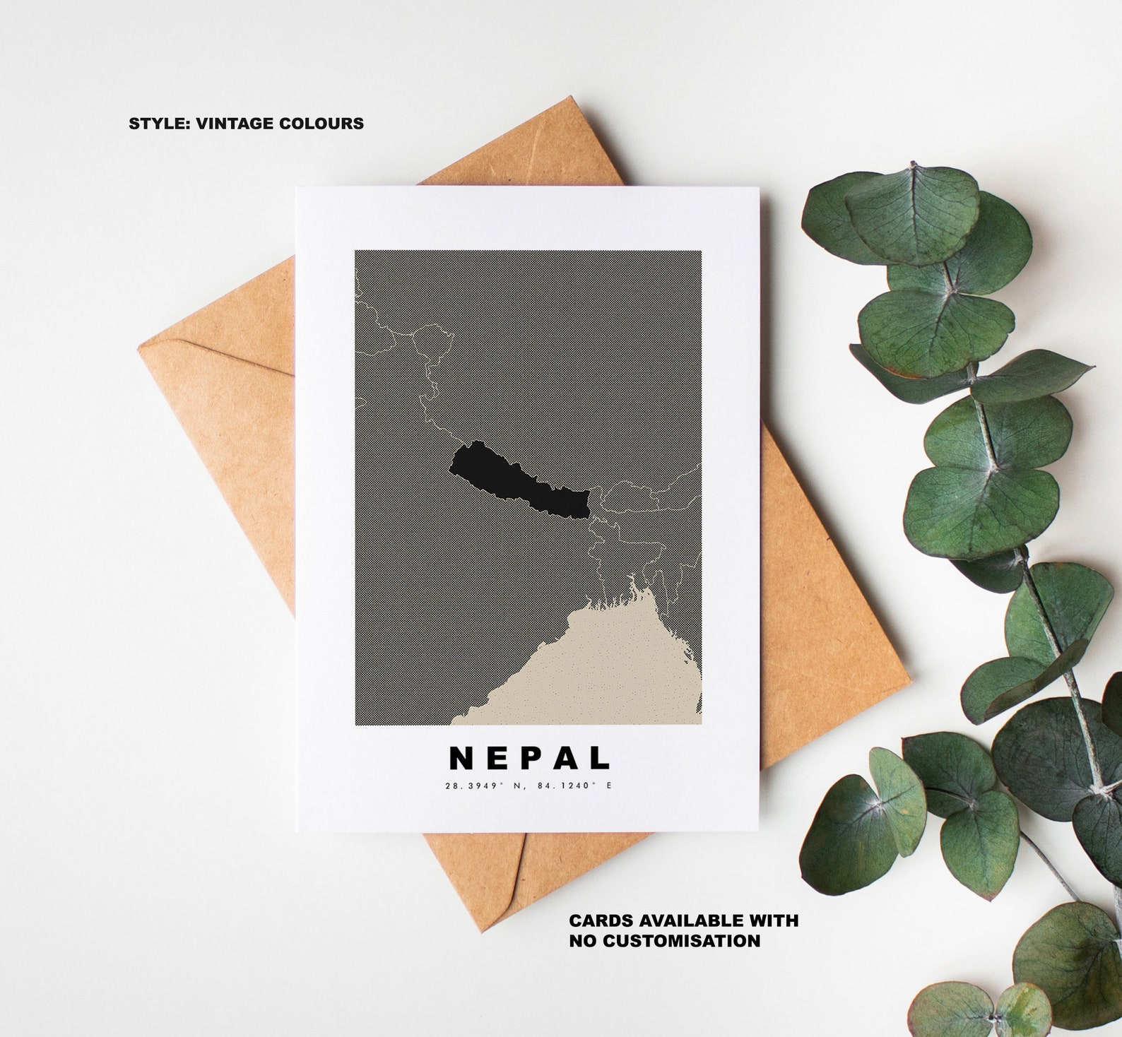 Nepal Custom Greeting Card - Kraft Envelope Included - Custom Text ...