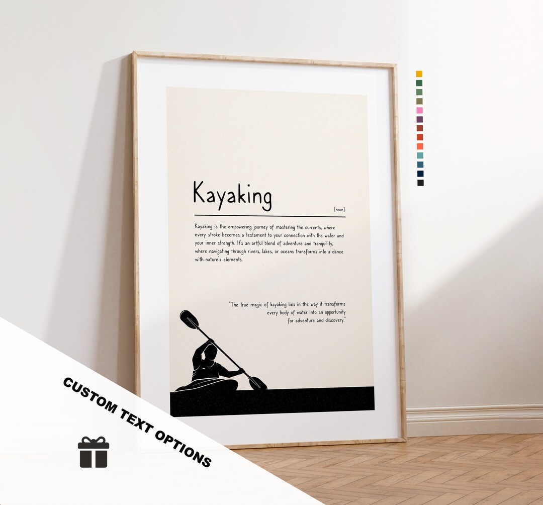 Kayaking Definition Print - Custom Text/quote Options - Customised Gift ...