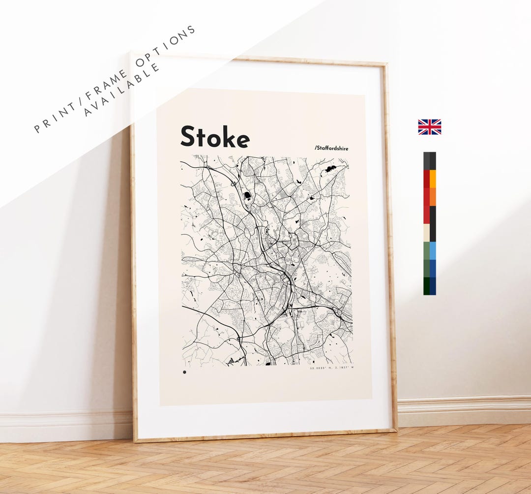 Stoke Map Print - Custom Options/colours Available - Prints or Framed ...