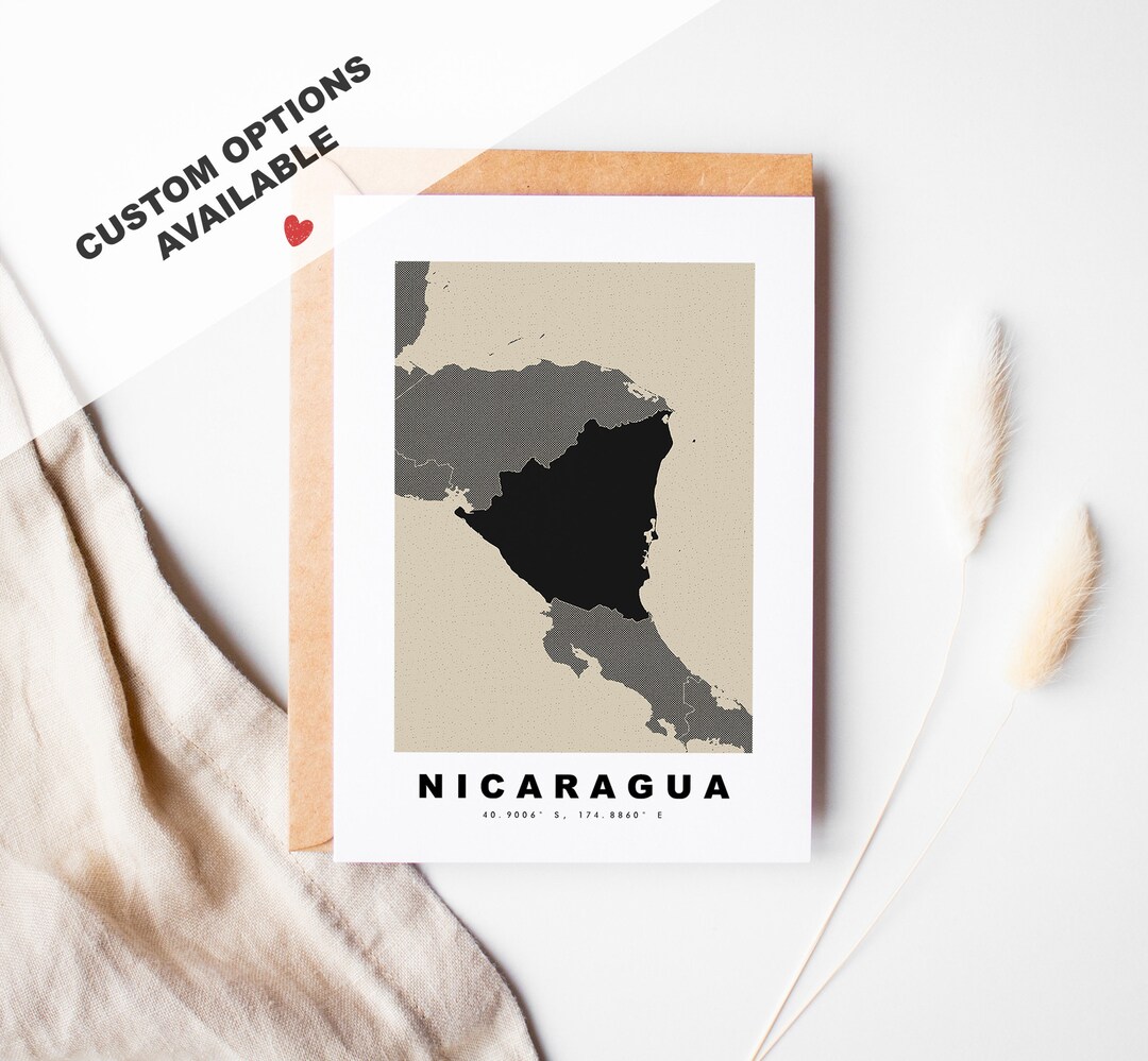 Nicaragua Custom Greeting Card - Kraft Envelope Included - Custom Text ...