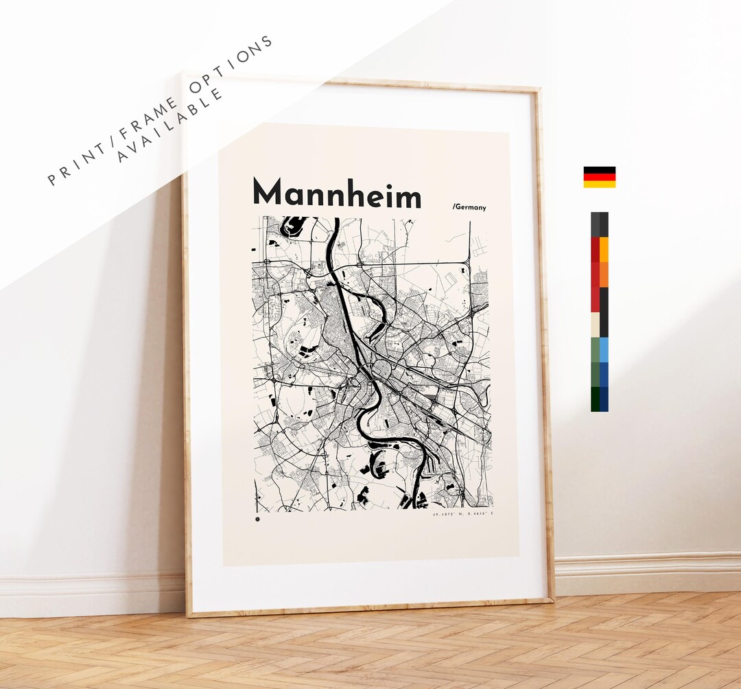 Mannheim Map Print - Mannheim City Map - Germany - Prints or Framed ...