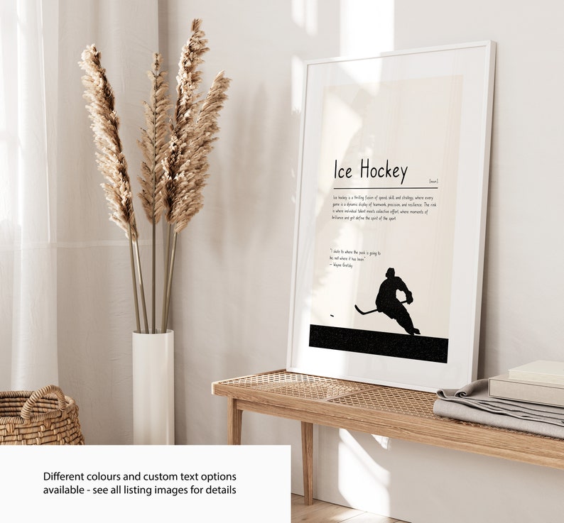 Ice Hockey Definition Print - Custom Text/quote Options - Customised ...