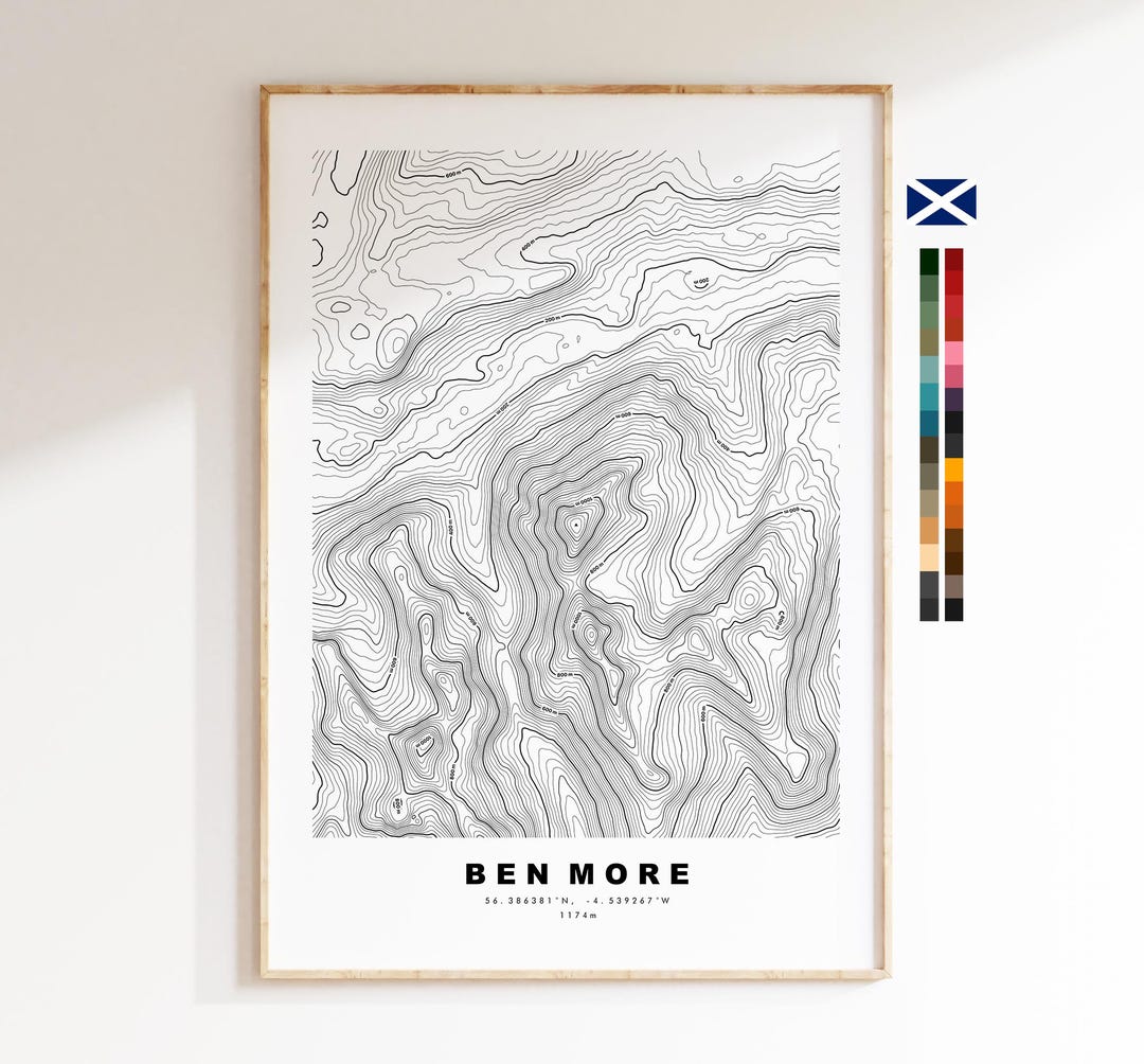 Ben More Print (grampians) - Contour Map - Ben More Poster - Scotland ...