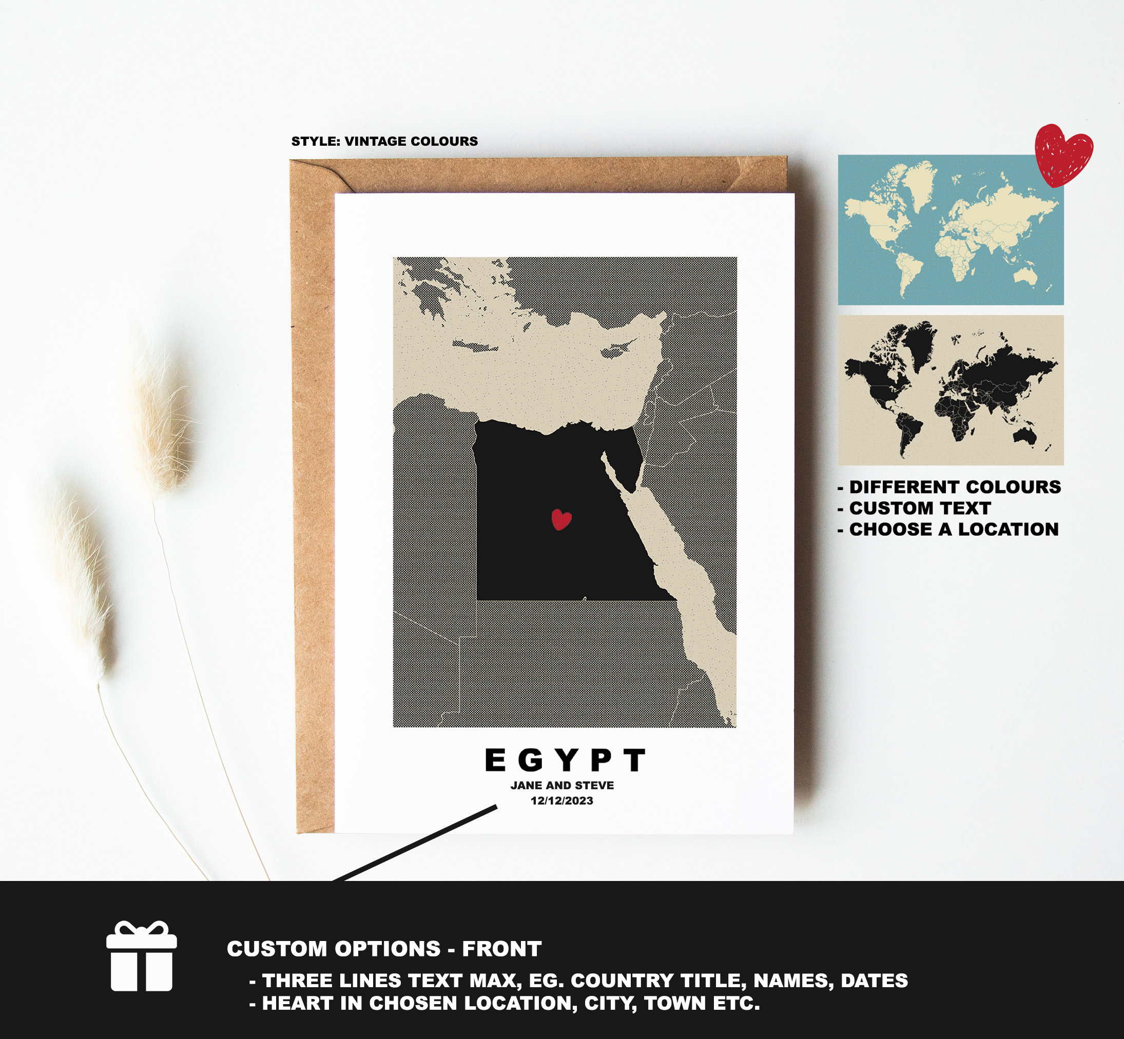 Egypt Greeting Card - Custom Options Available - Kraft Envelope ...