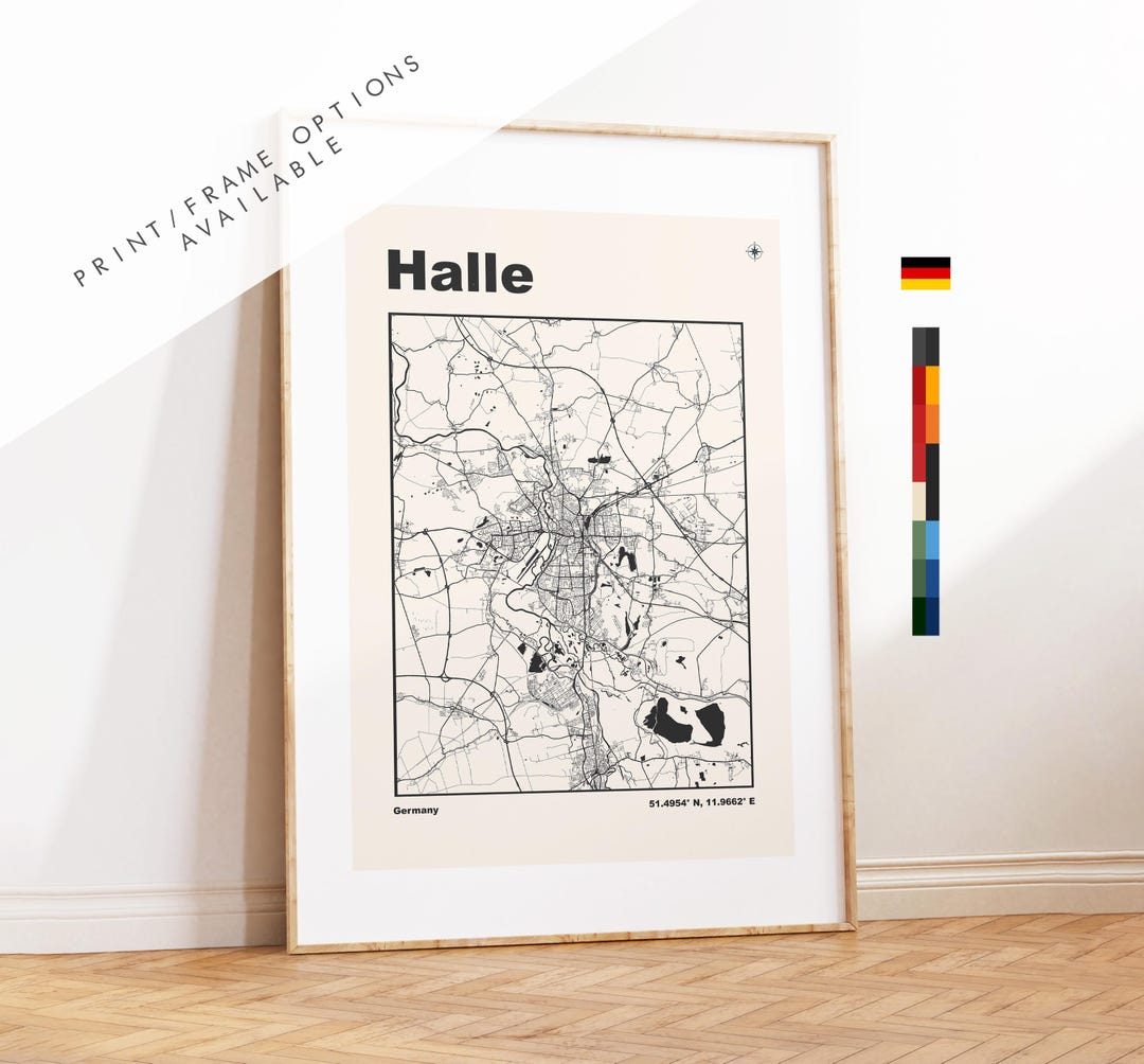 Halle Map Print - Halle City Map - Germany - Prints or Framed Prints ...