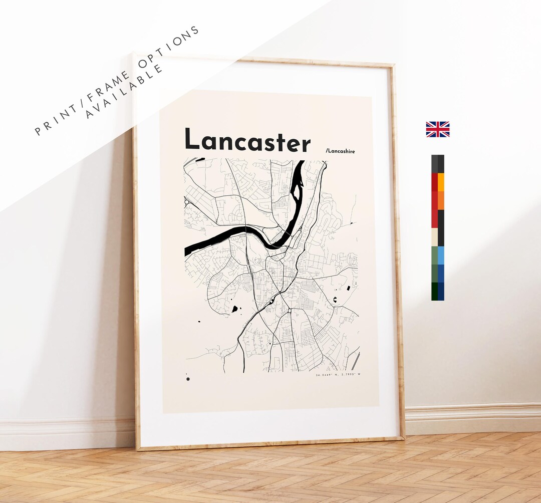 Lancaster Map Print - Custom Options/colours Available - Prints or ...