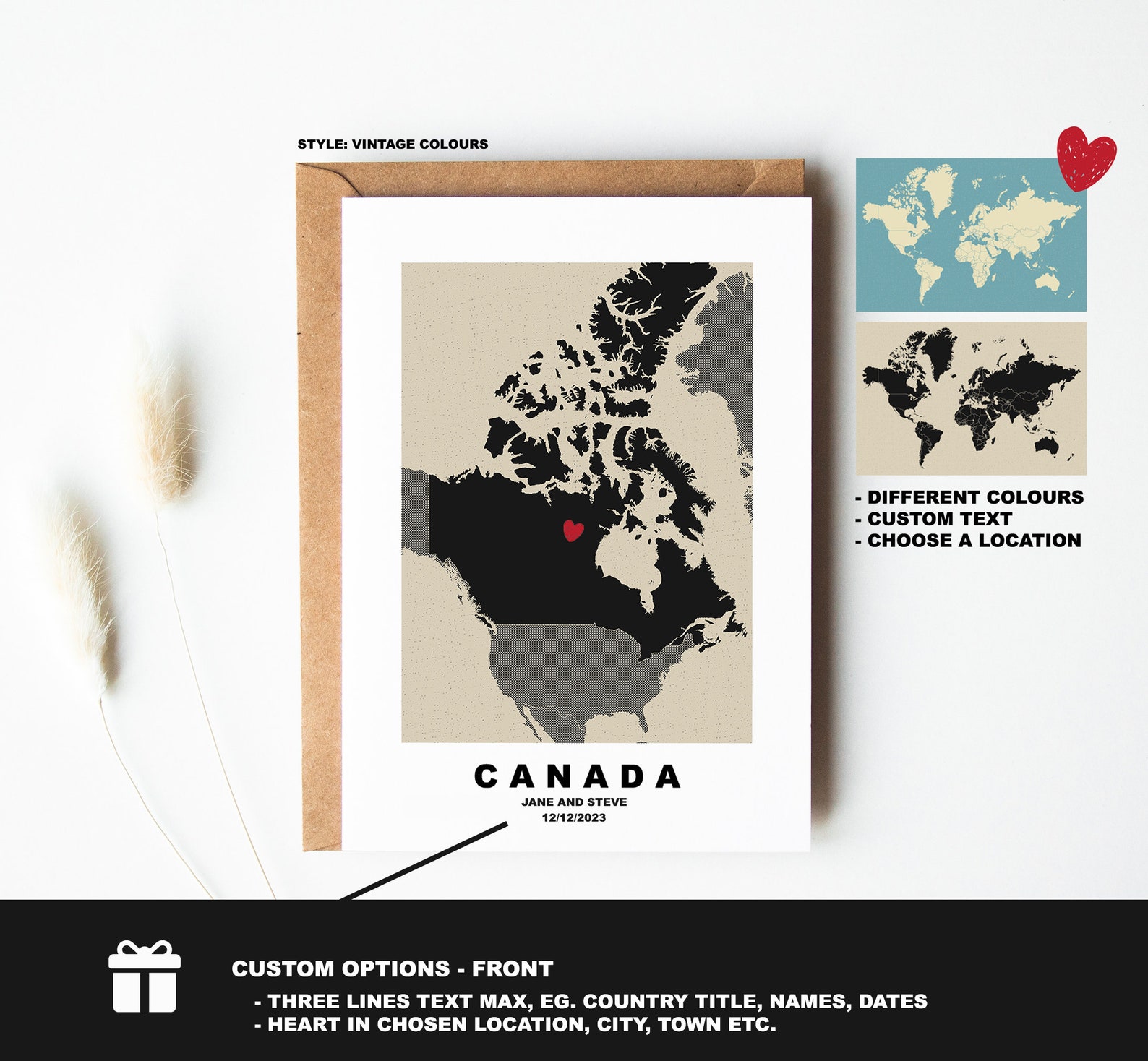 Canada Greeting Card - Blank Card - Custom Options Available - Kraft ...