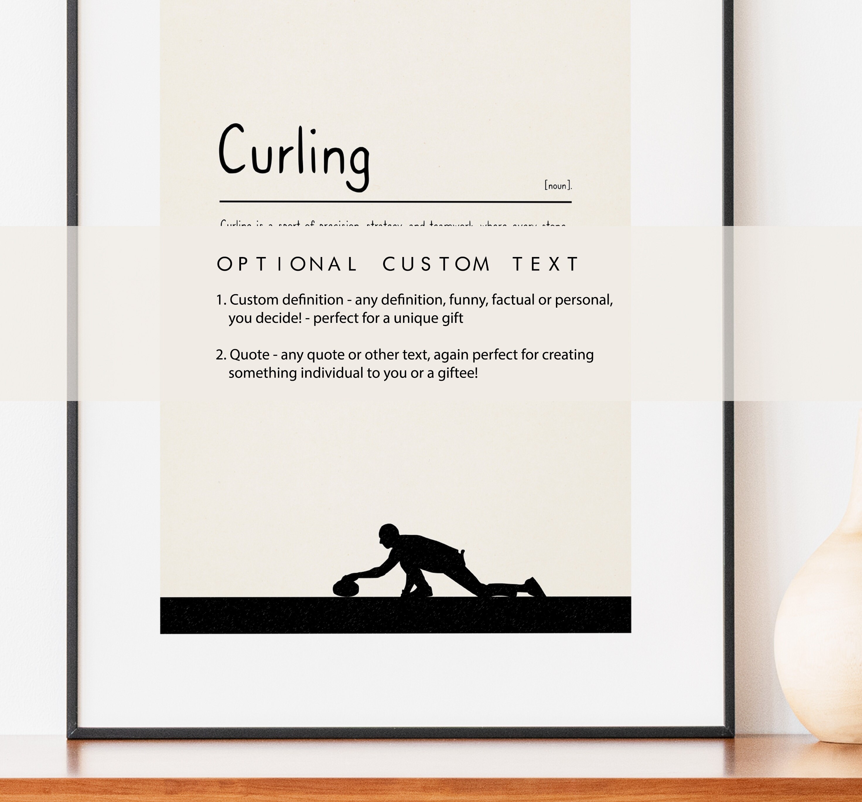 Curling Definition Print - Custom Text/quote Options - Customised Gift ...