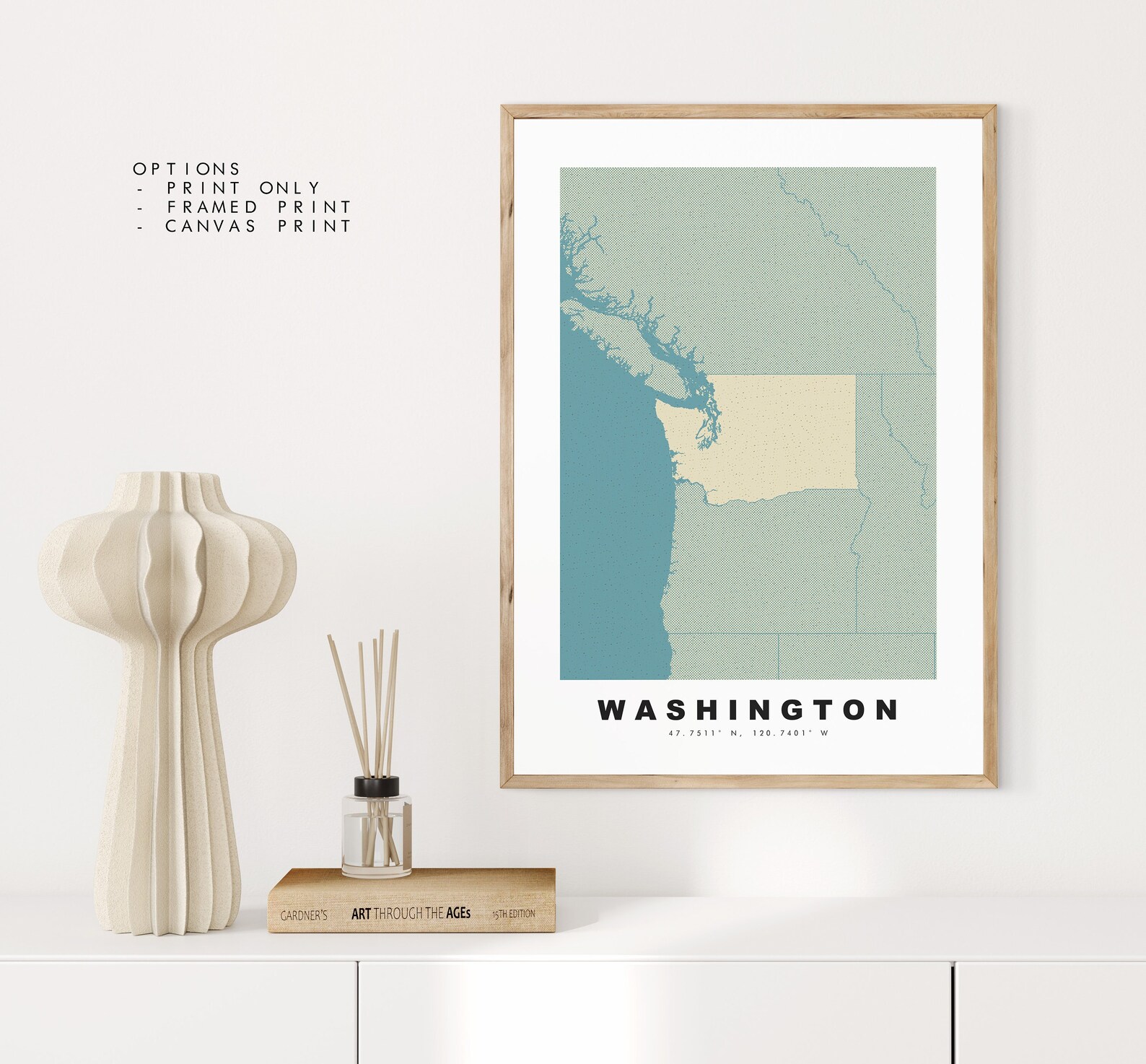 Washington State Print - Custom Map Print - Personalised Text Gift ...