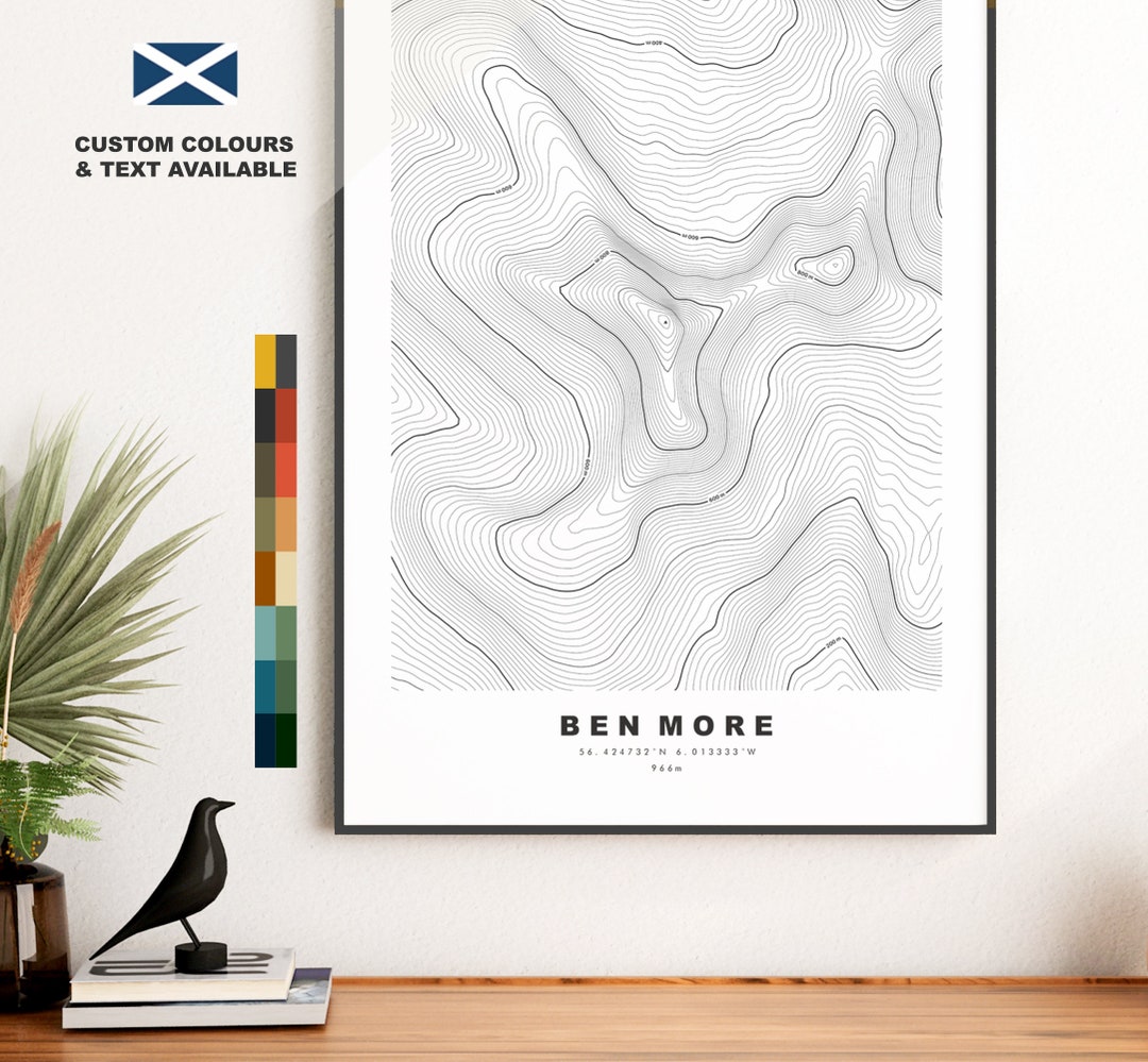 Ben More Print (mull) - Contour Map - Ben More Poster - Scotland ...