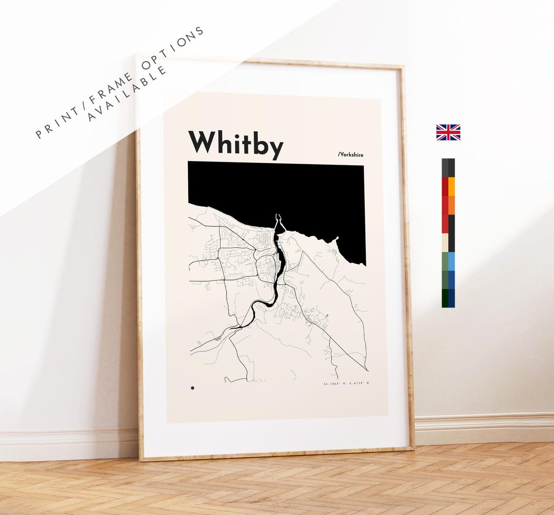 Whitby Map Print - Custom Options/colours Available - Prints or Framed ...