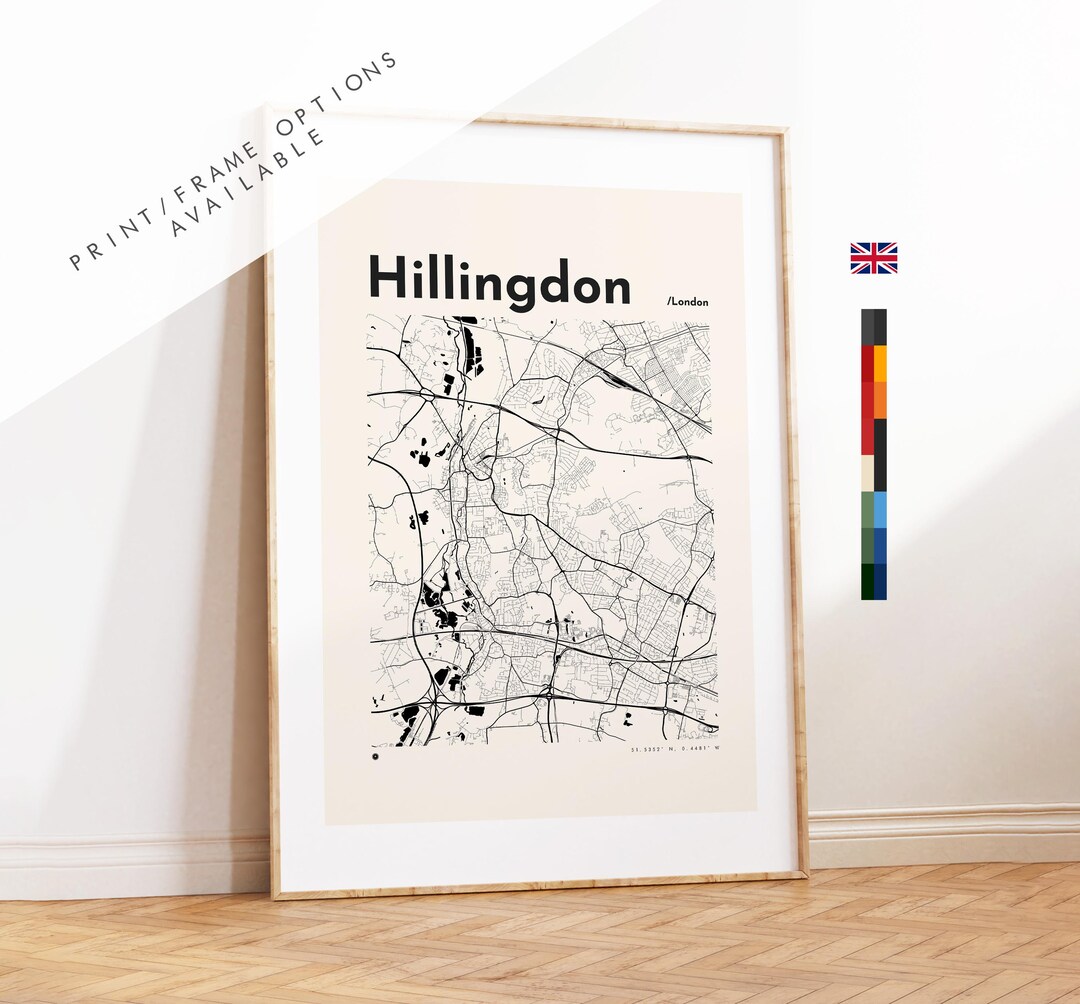 Hillingdon Map Print - Custom Options/colours Available - Prints or ...