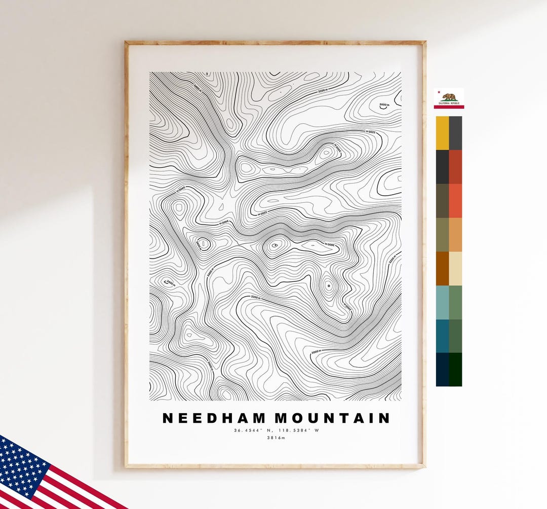 Needham Mountain Map Print - Contour Map Print - Topographic Map ...