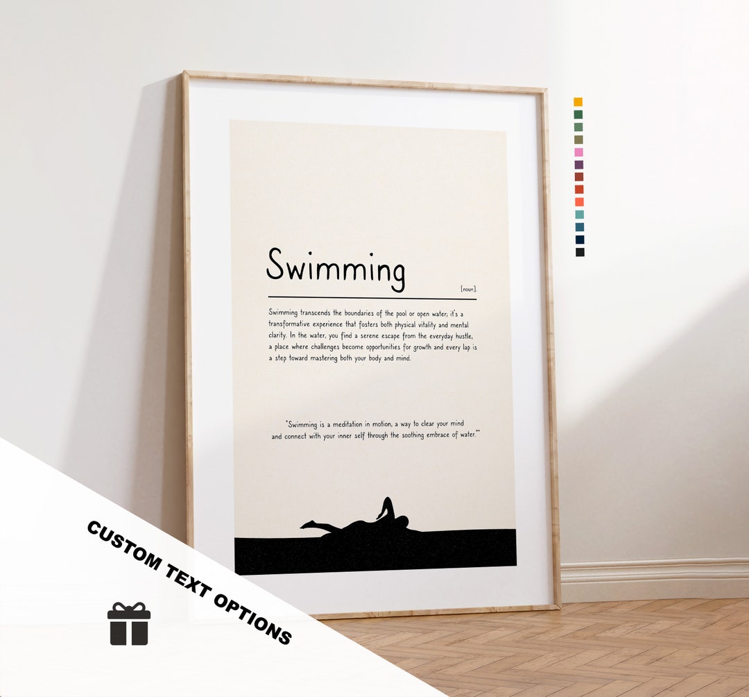 Swimming Definition Print - Custom Text/quote Options - Customised Gift ...
