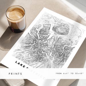 Lake District Print - Contour Map - Lake District Map - Topographic Map ...
