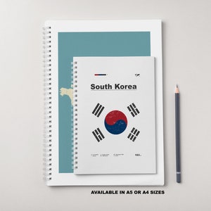 South Korea Notebook Flag A5 or A4 Map Notebook Hardcover Journal ...