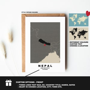 Nepal Custom Greeting Card - Kraft Envelope Included - Custom Text ...