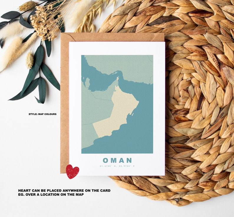 Oman Custom Greeting Card - Kraft Envelope Included - Custom Text ...