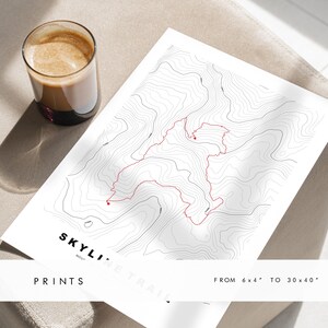 Skyline Trail Map Print - Trail and Contour Map - Topography - Contour ...