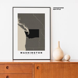Washington State Print - Custom Map Print - Personalised Text Gift ...