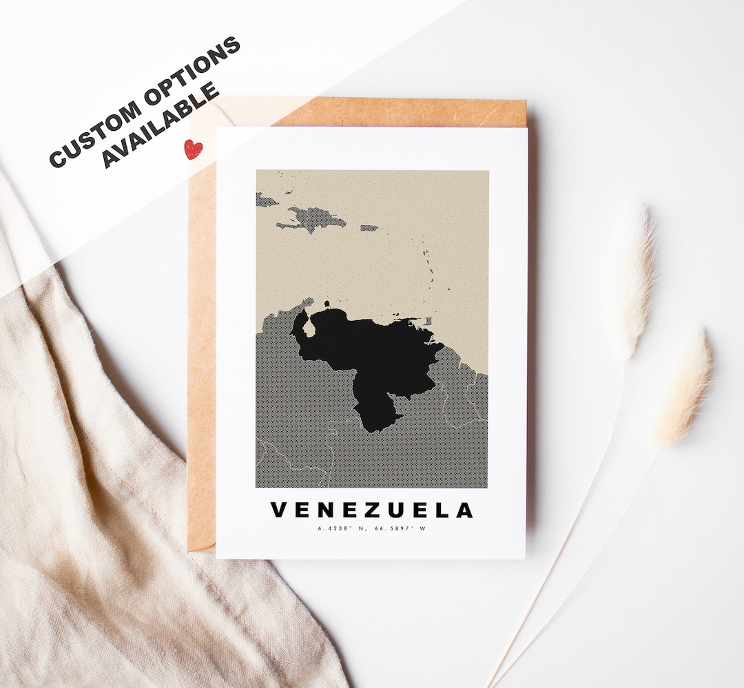 Venezuela Custom Greeting Card - Kraft Envelope Included - Custom Text ...