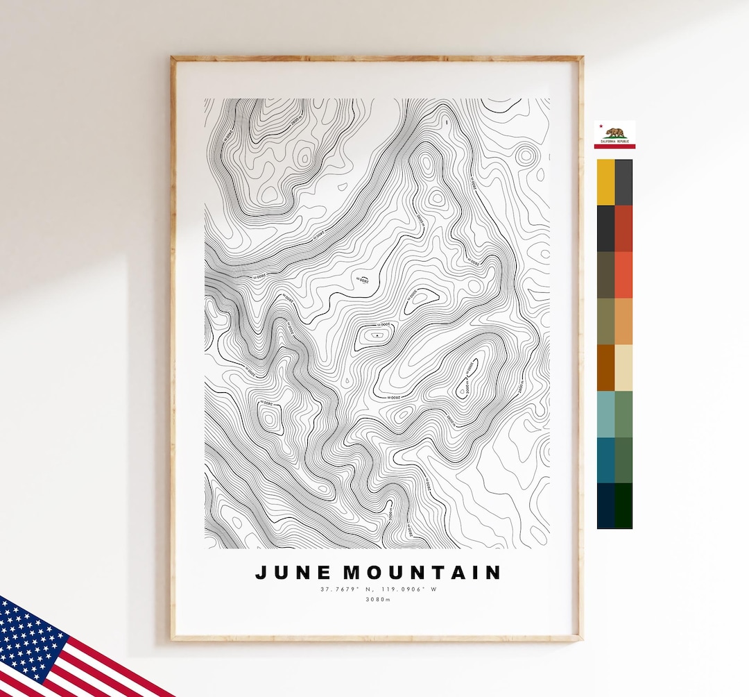 June Mountain Map Print - Contour Map Print - Topographic Map - Poster ...