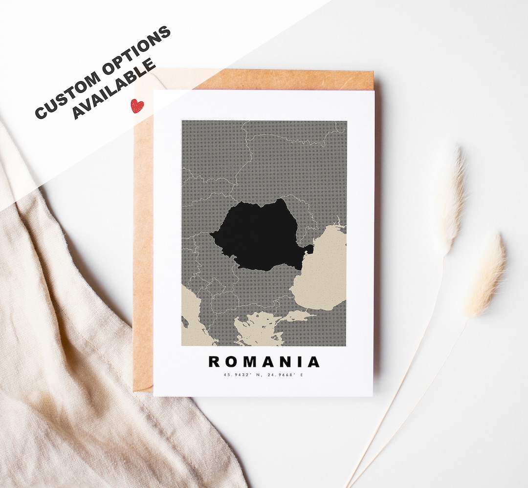 Romania Custom Greeting Card - Kraft Envelope Included - Custom Text ...