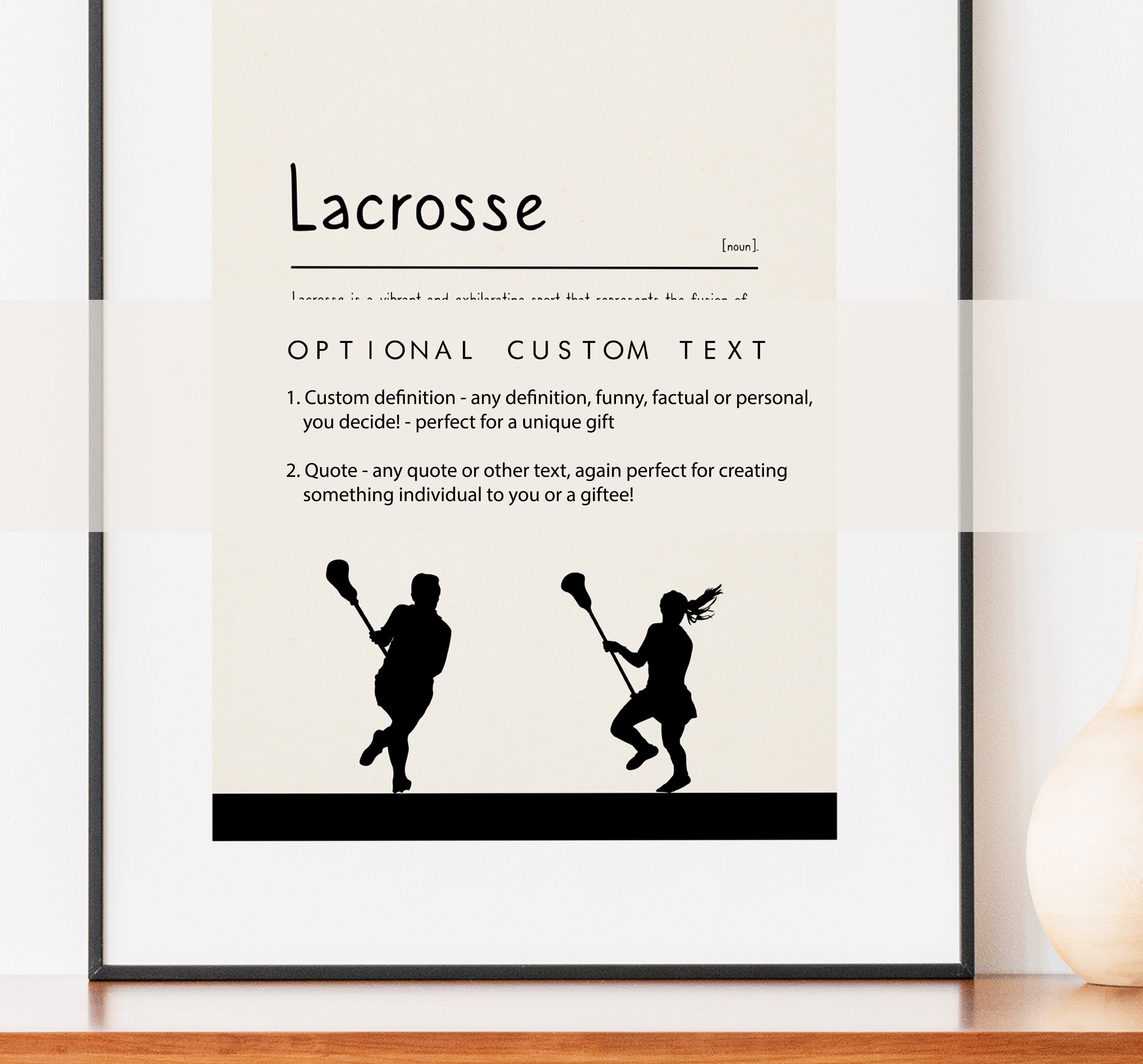 Lacrosse Definition Print - Custom Text/quote Options - Customised Gift ...