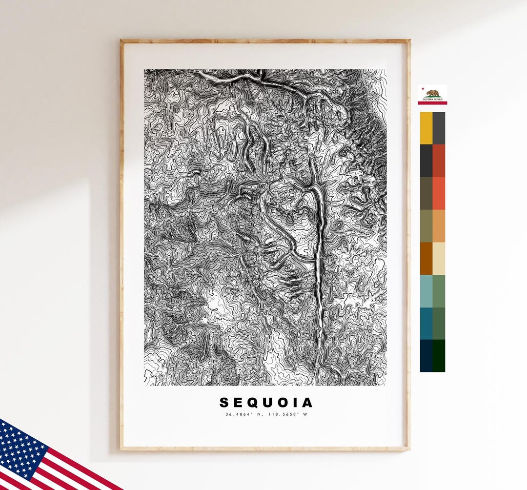 Sequoia National Park Map Print - Contour Map Print - Topographic Map ...