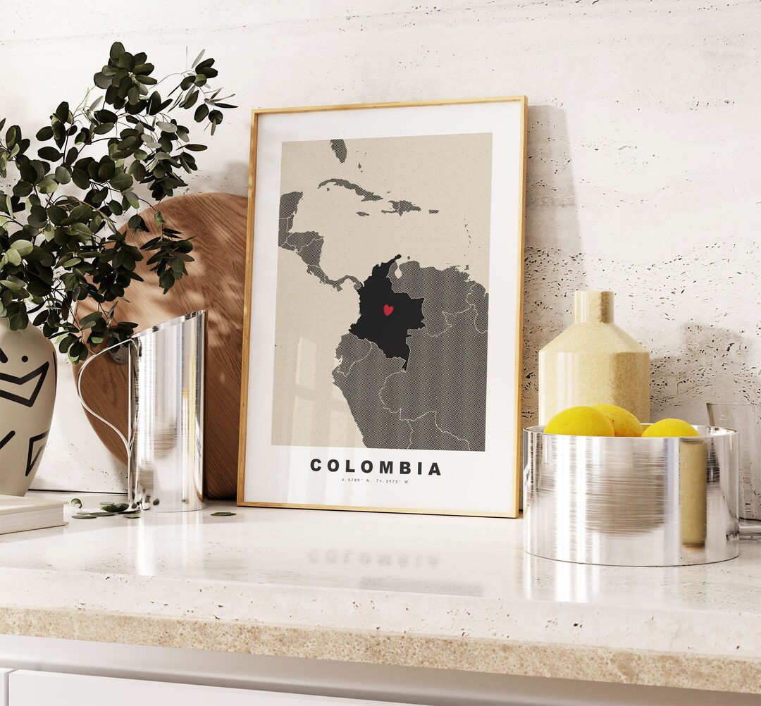 Colombia Print - Custom Map Print - Personalised Text Gift Options ...