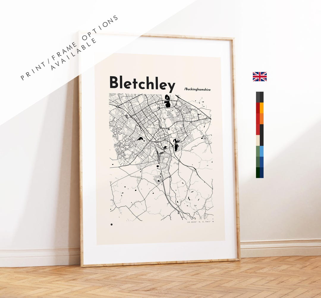 Bletchley Map Print - Custom Options/colours Available - Prints or ...