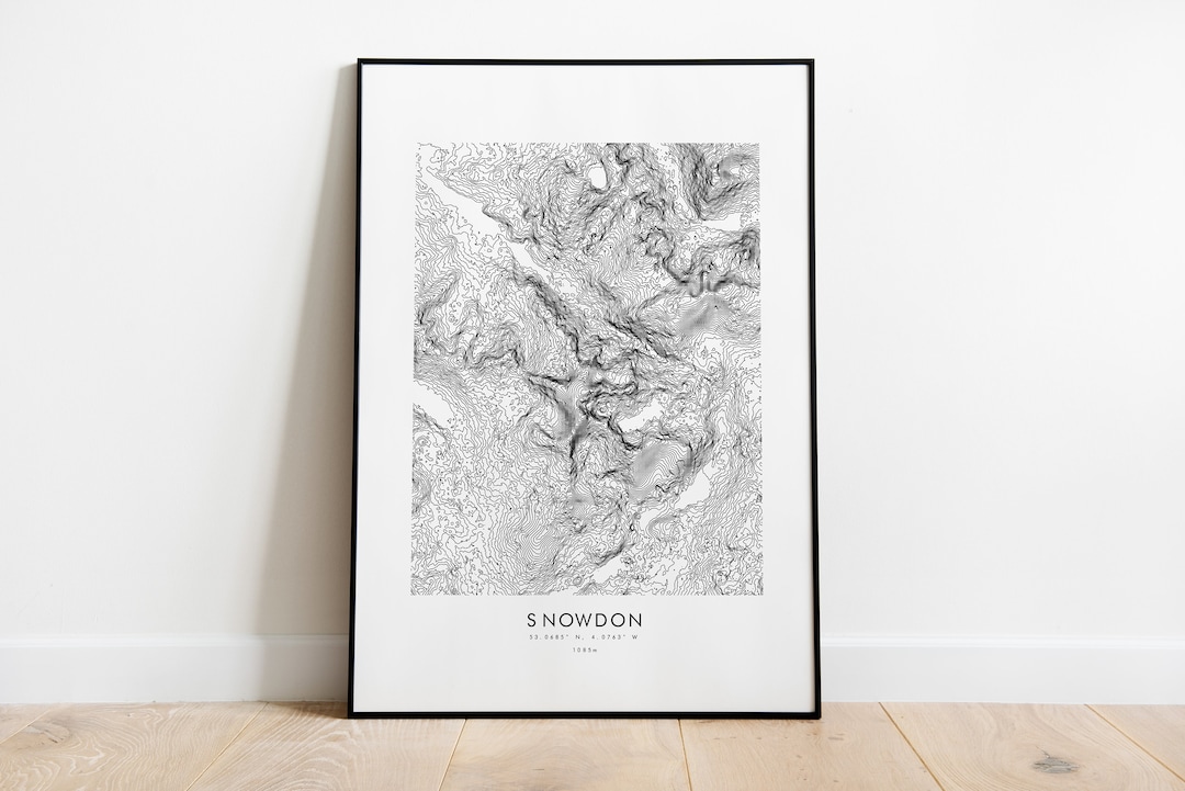 Snowdon Print Topography Map Print Snowdon Poster Wales Topographic Map ...
