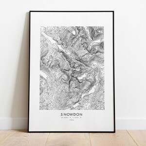 Snowdon Print Topography Map Print Snowdon Poster Wales Topographic Map ...