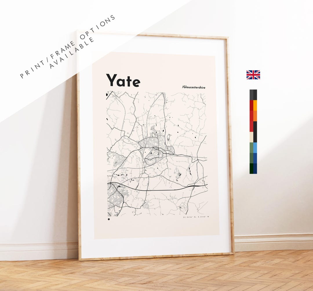Yate Map Print - Custom Options/colours Available - Prints or Framed ...