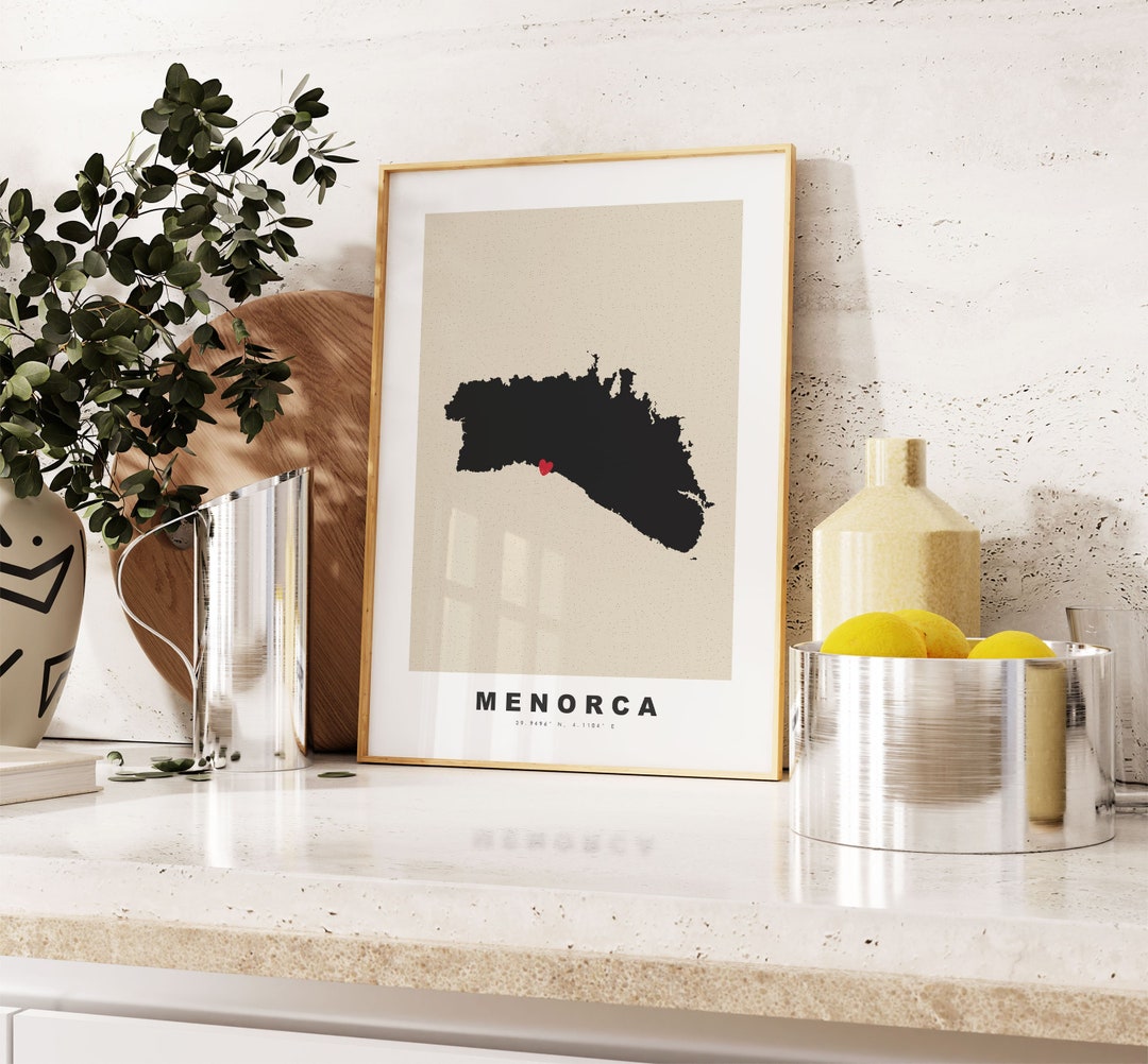 Menorca Print - Custom Map Print - Personalised Text Gift Options ...