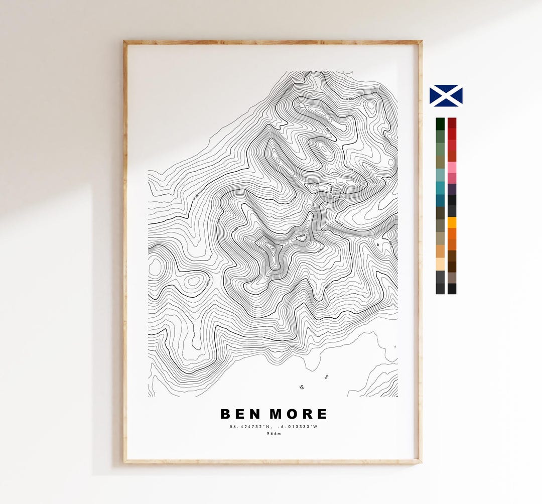 Ben More Print (mull) - Contour Map - Ben More Poster - Scotland ...