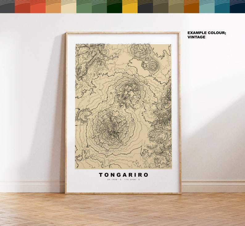Tongariro National Park Map - Contour Map - Topographic Map - Print ...