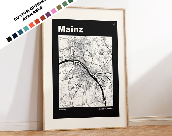 Mainz Map Poster, Mainz Map Print, Mainz Poster, Mainz Coordinates ...