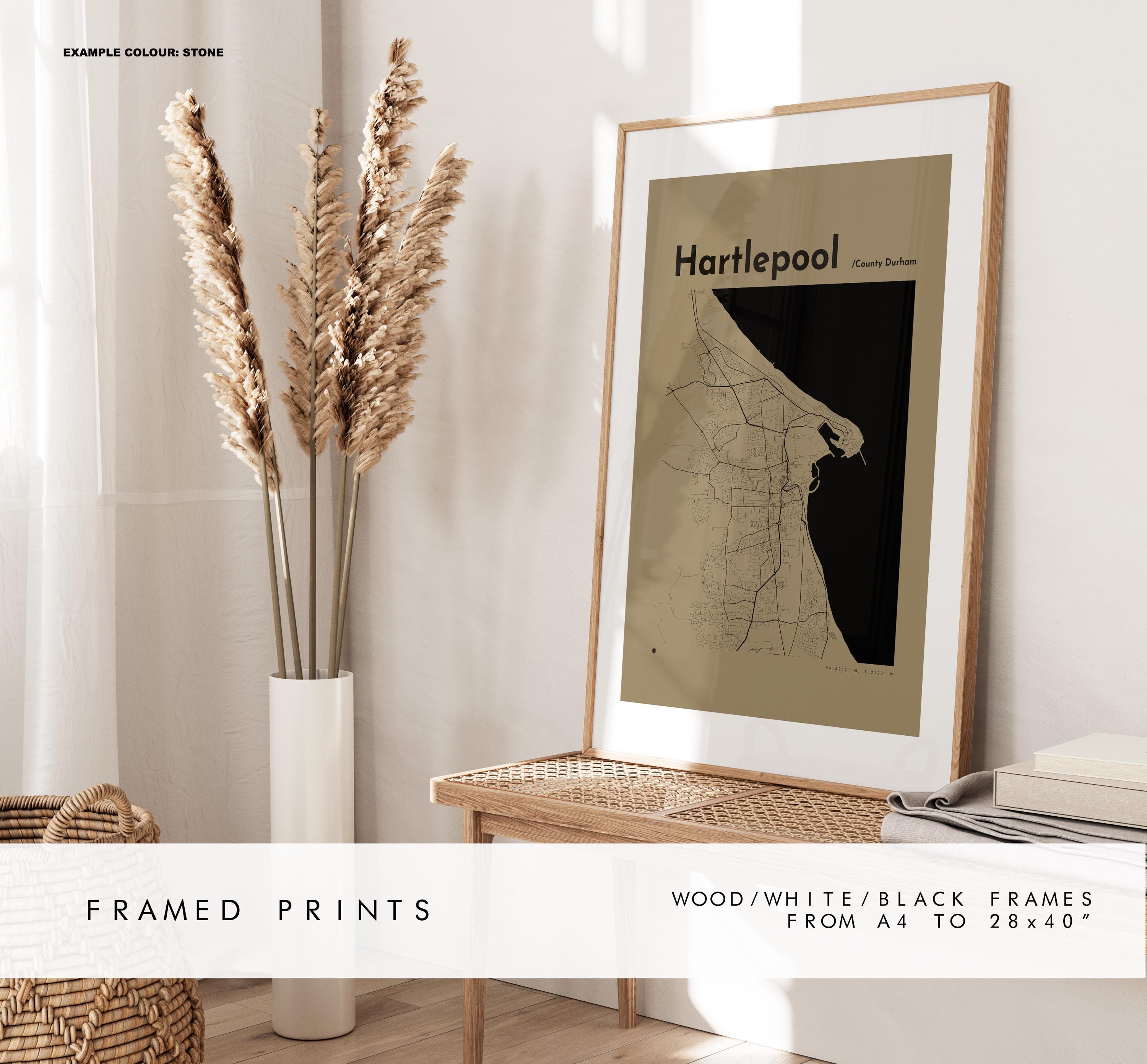 Hartlepool Map Print - Custom Options/colours Available - Prints or ...